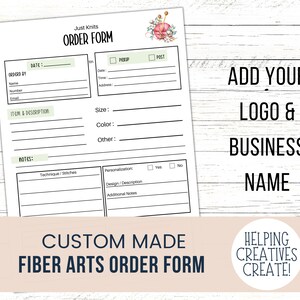 Custom Fiber Arts Order Form Knitting Order Form Crochet Small Business ...