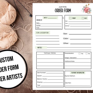 Custom Fiber Arts Order Form Knitting Order Form Crochet Small Business ...