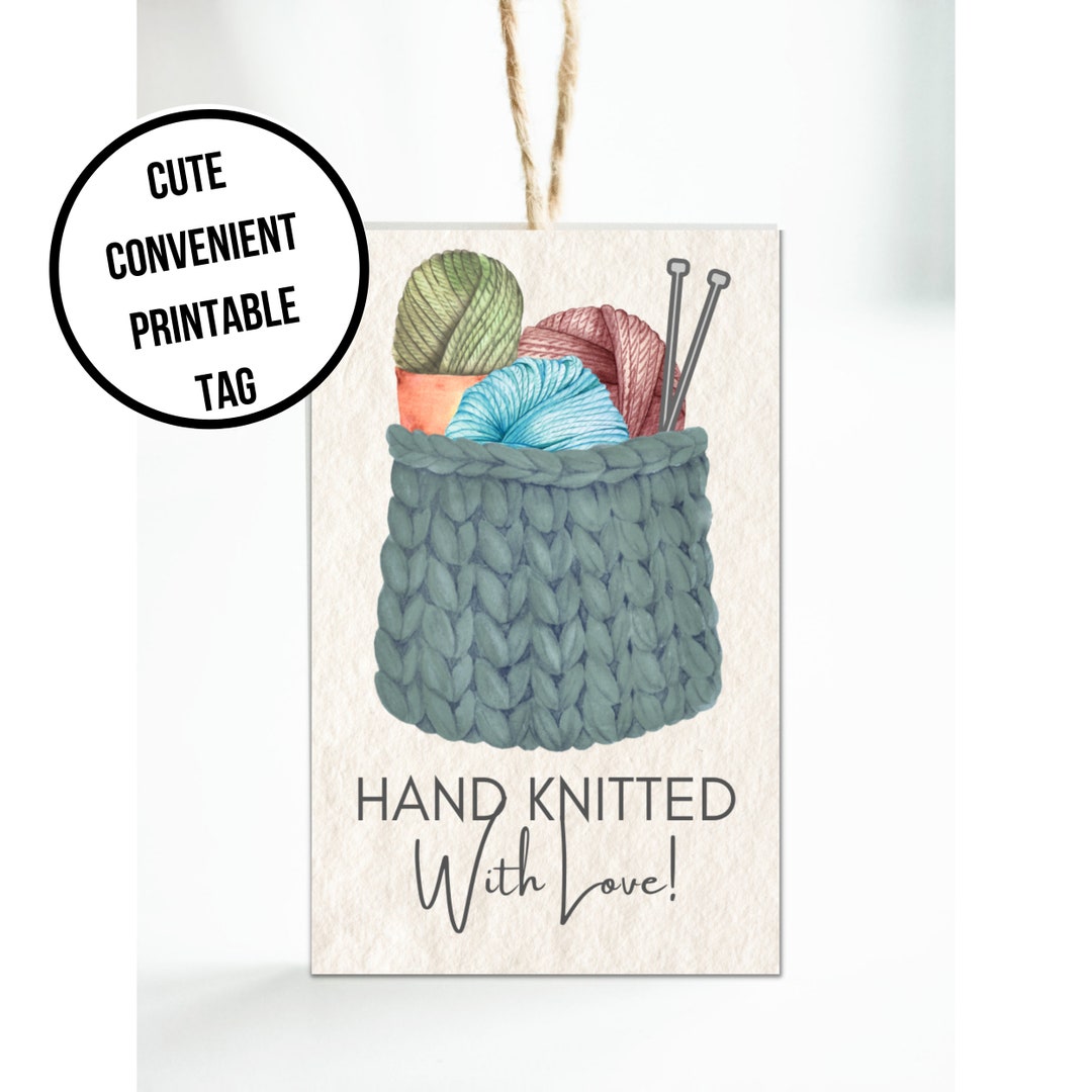Printable Knitting Gift Tag Hand Knitted With Love Knitting Label Cute ...