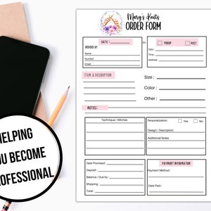 Custom Fiber Arts Order Form Knitting Order Form Crochet Small Business ...