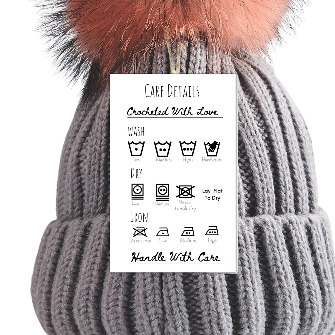 Crochet Care Card Crocheted With Love Care Card Printable - Etsy