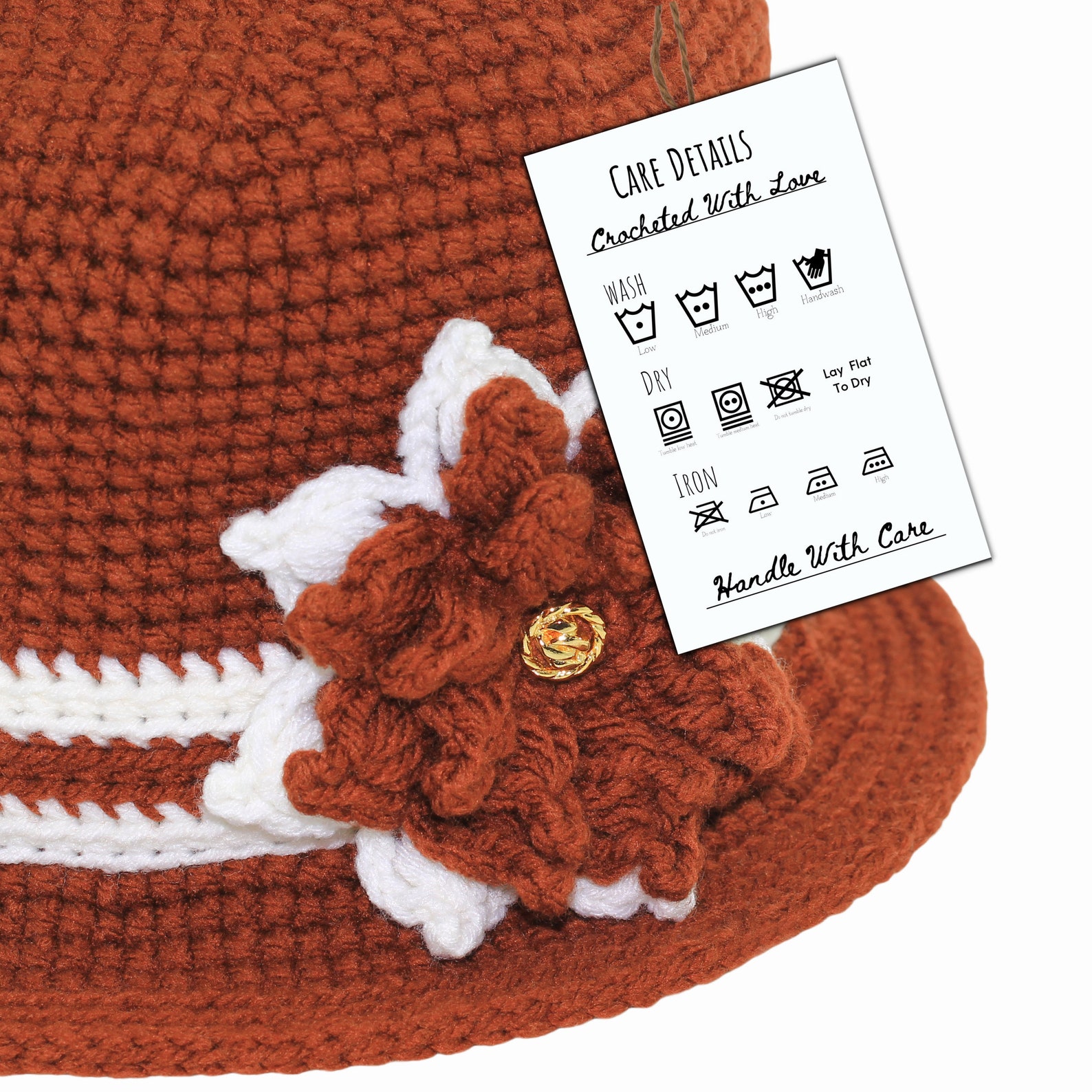 Crochet Care Card Crocheted With Love Care Card Printable - Etsy
