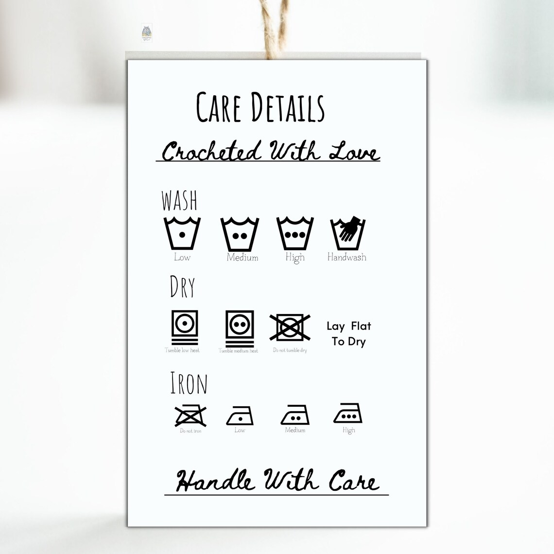 Crochet Care Card Crocheted With Love Care Card Printable | Etsy