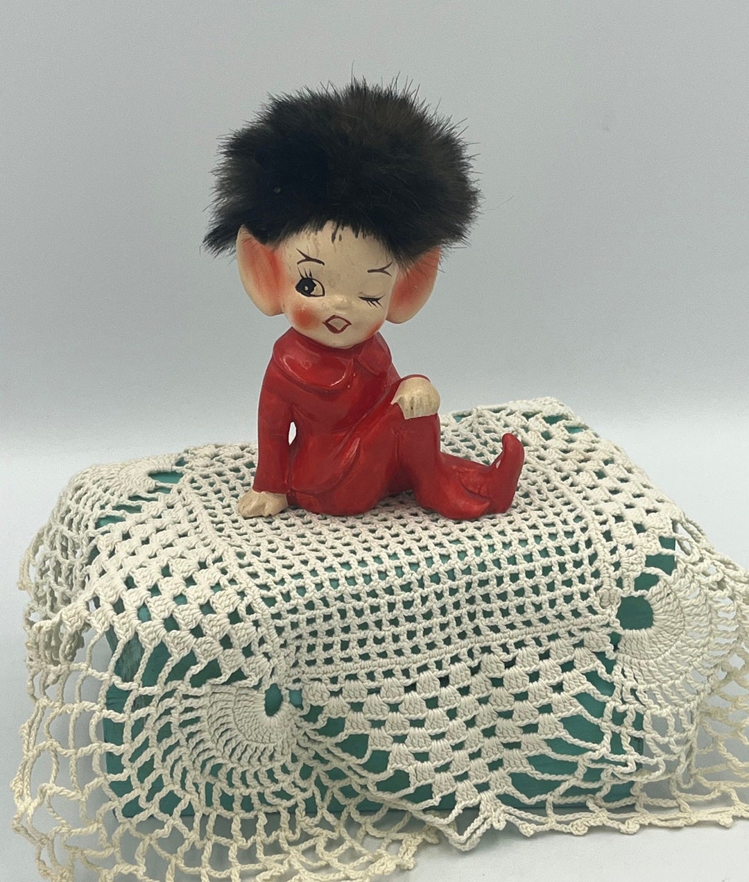 Vintage Dabs Winking Pixie/elf With Furry Hair Rare MCM - Etsy