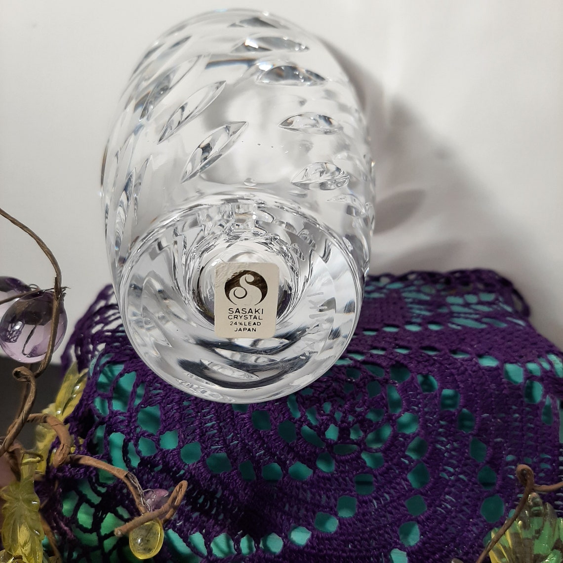 Vintage Sasaki Crystal Vase 24% Lead Crystal Made in Japan | Etsy