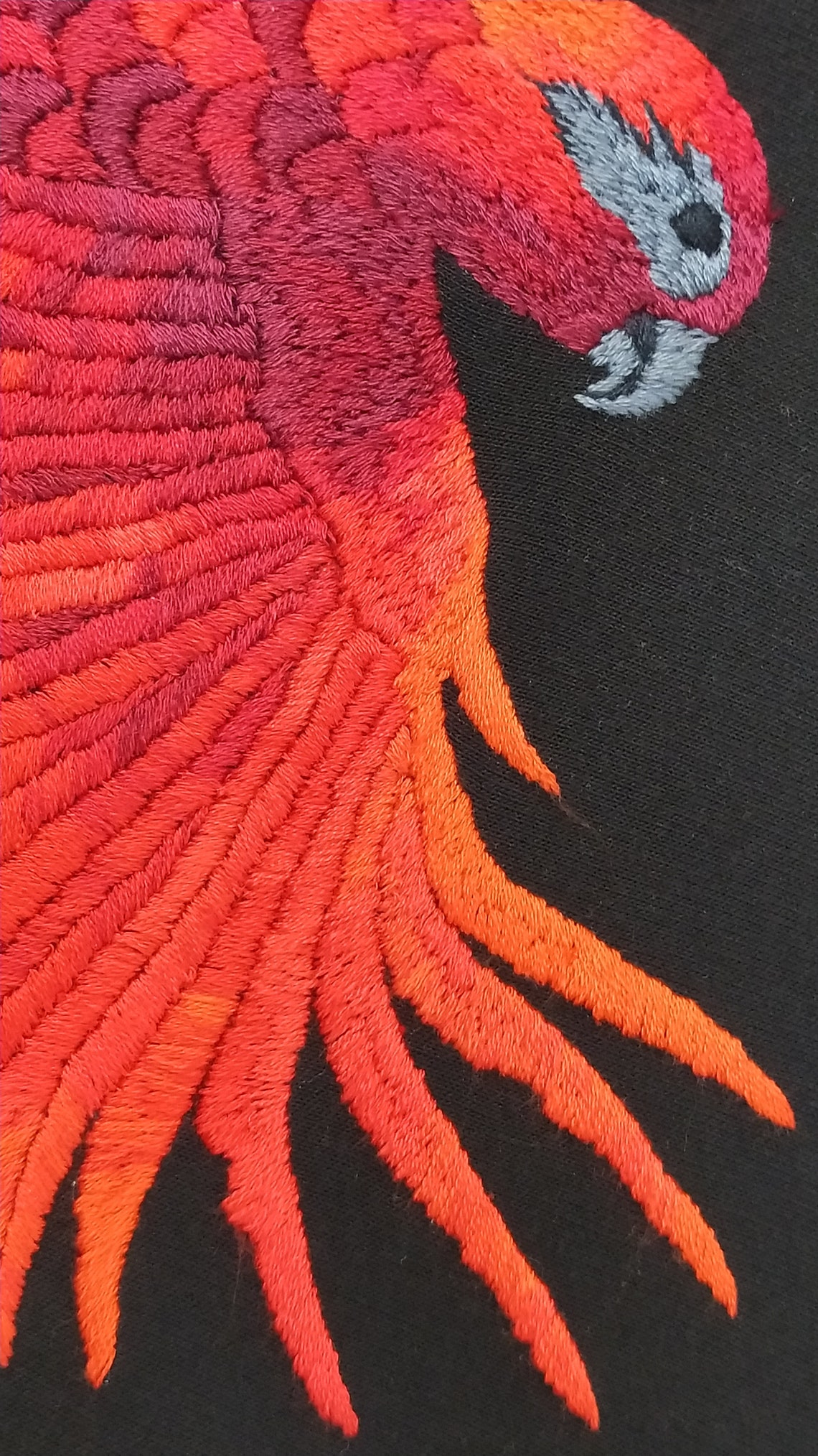 Red Parrot Embroidered Sweatshirt, Macaw Pattern, Custom Embroidery ...