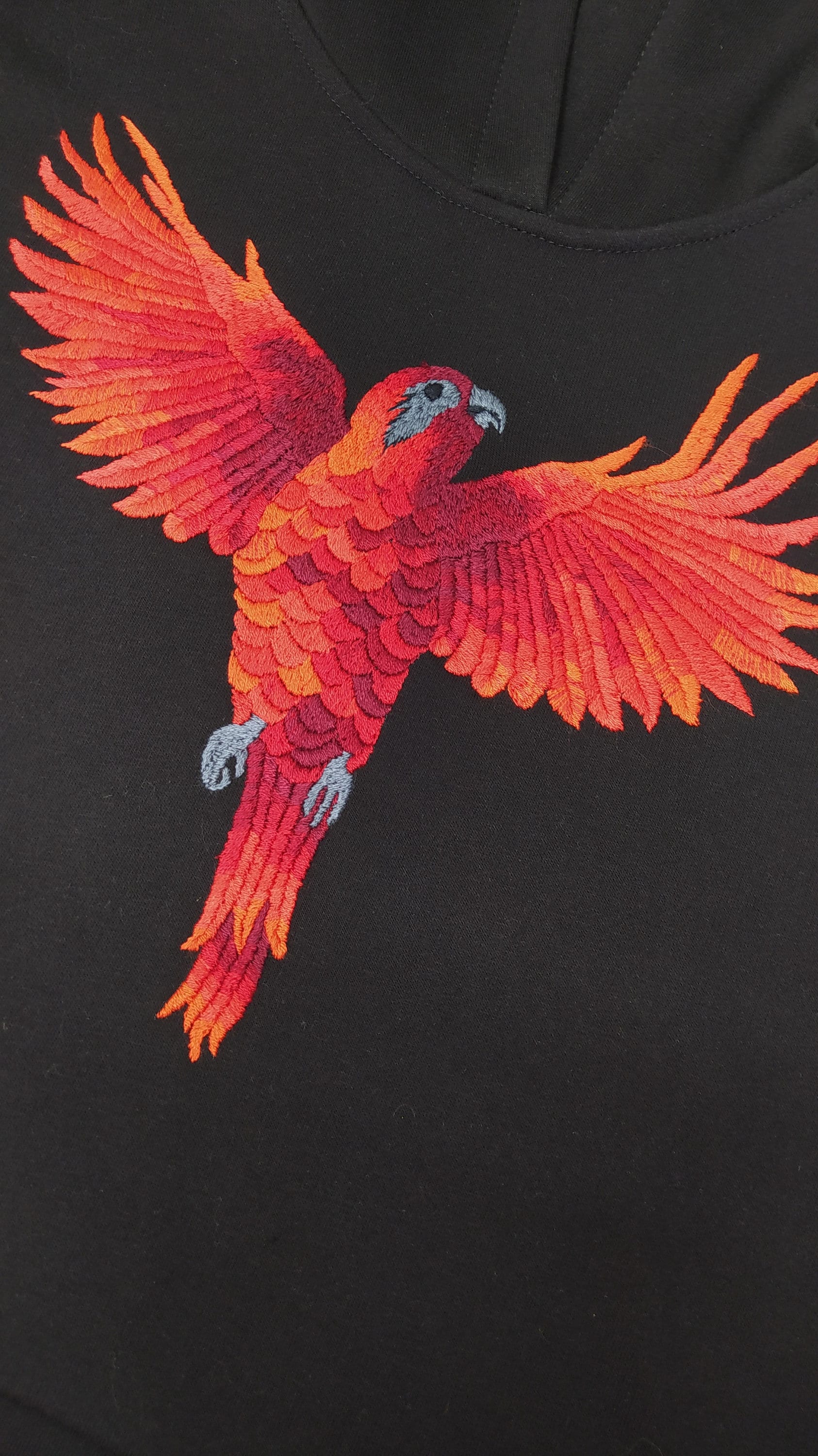 Red Parrot Embroidered Sweatshirt, Macaw Pattern, Custom Embroidery ...