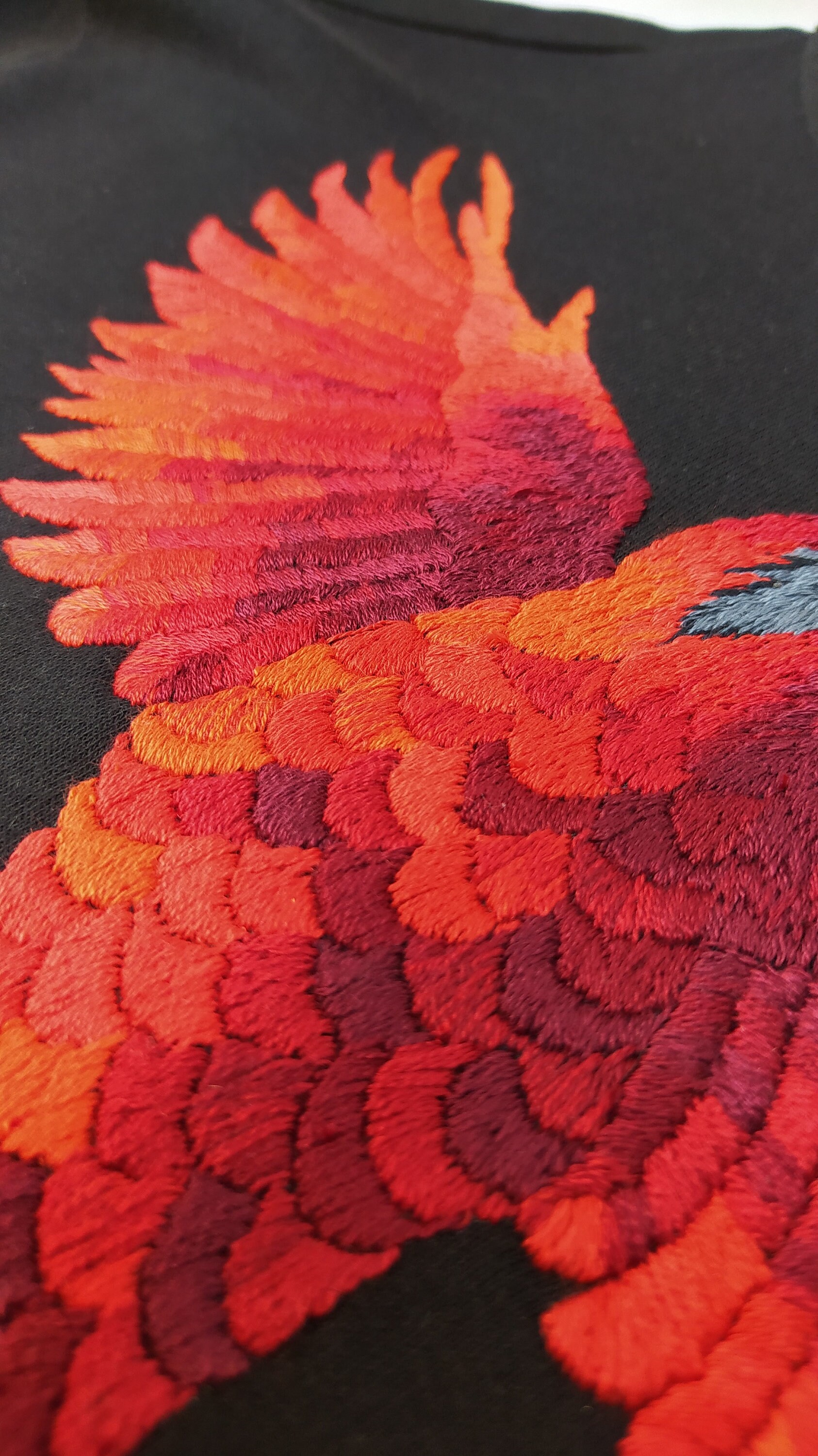 Red Parrot Embroidered Sweatshirt, Macaw Pattern, Custom Embroidery ...