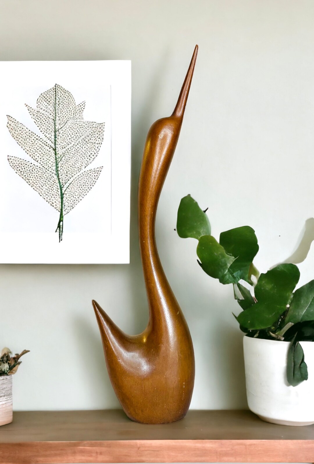 Mid Century Vintage Handmade Natural Wooden Carved Swan - Etsy