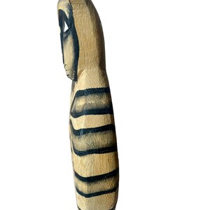 Funky Handmade Carved Wood Cat Figurine, With Handpainted/drawn Bold ...