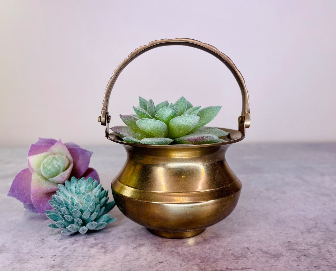 Boho Vintage Mini Solid Brass Basket/pot/succulent Holder Made in India ...