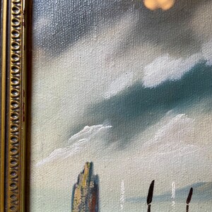 Immaculate Vintage Original Oil Painting of an Ocean Seascape W/boats ...