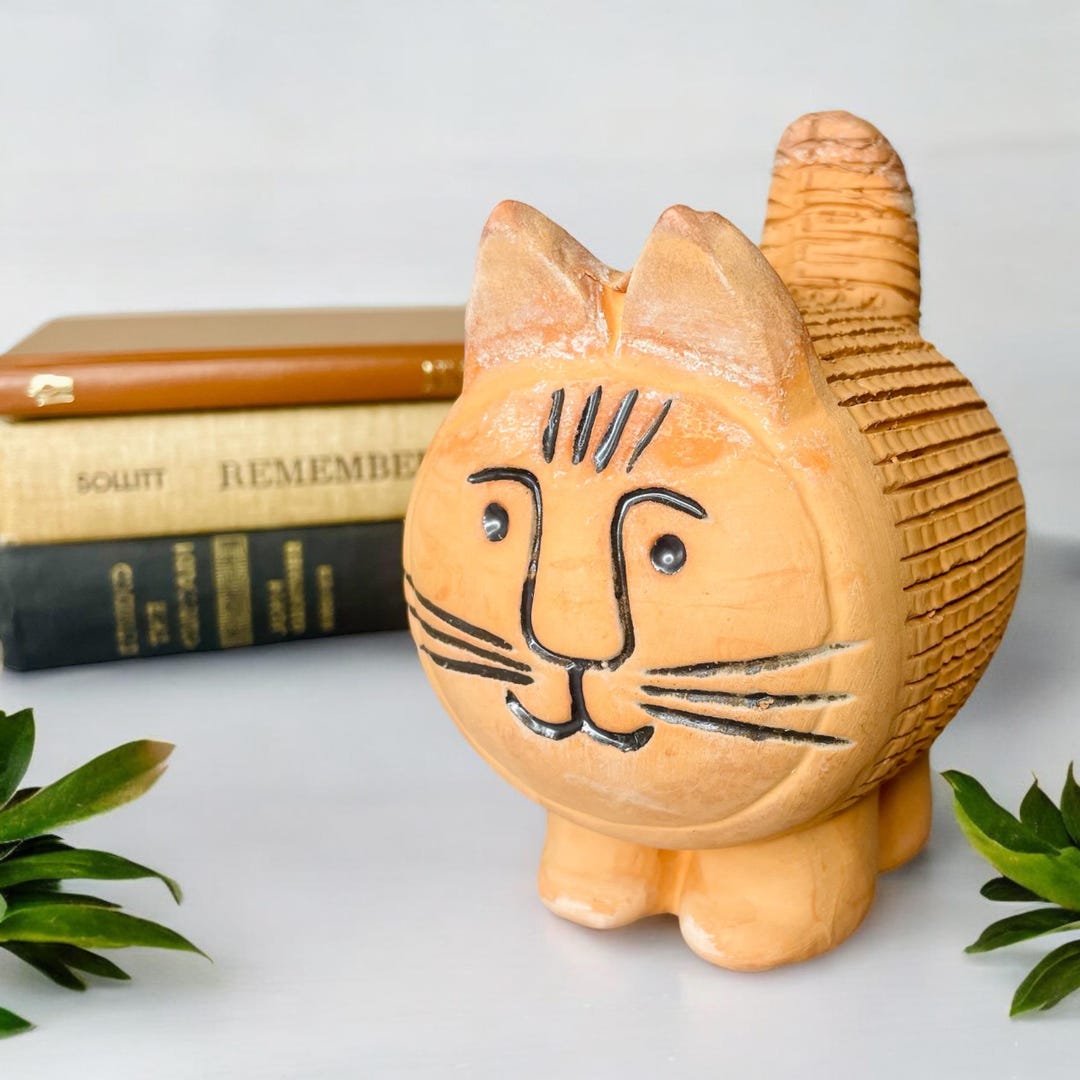 Vintage MCM Style Terracotta Clay Pottery Cat Lisa Larson Style Cat ...