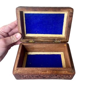 Boho Vintage Hand Carved Rosewood Jewelry Box With Intricate Etched ...