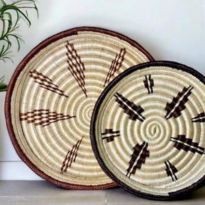 Vintage Bohemian Pair of African Hand Woven Rwanda Sisal Fiber Coil ...