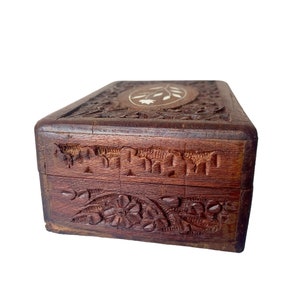 Boho Vintage Hand Carved Rosewood Jewelry Box With Intricate Etched ...