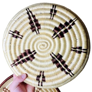 Vintage Bohemian Pair of African Hand Woven Rwanda Sisal Fiber Coil ...