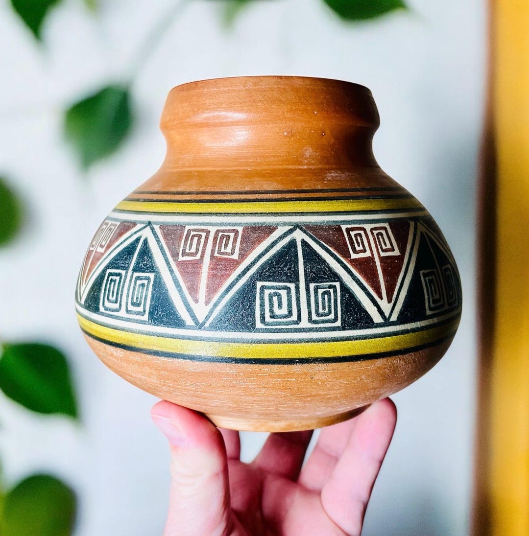 Vintage Handmade Lima Peru Pottery Planter/vase/clay Pottery Vase With ...