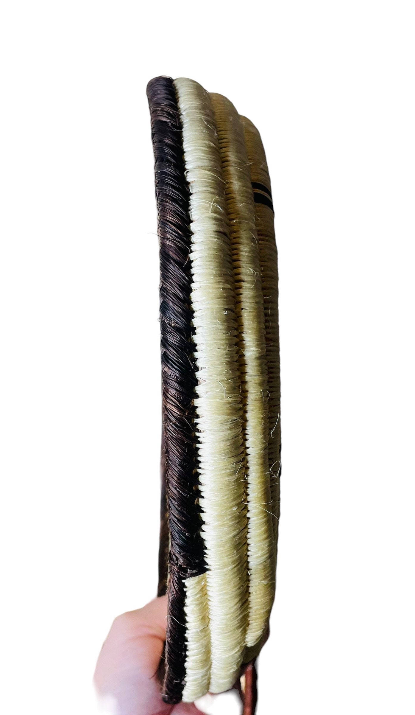 Vintage Bohemian Pair of African Hand Woven Rwanda Sisal Fiber Coil ...