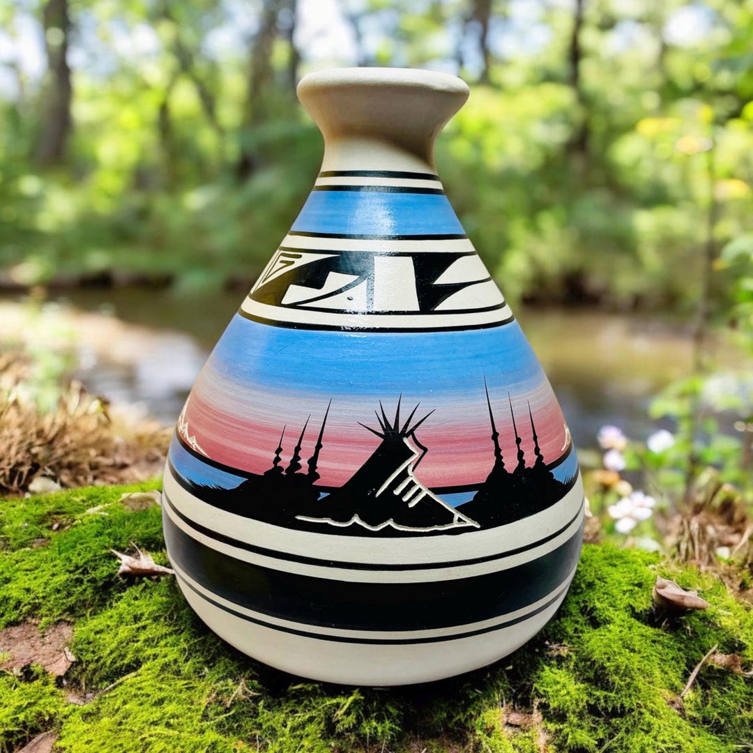 Vintage Navajo Handmade Large Pottery Vase Native American Naatsiilid ...