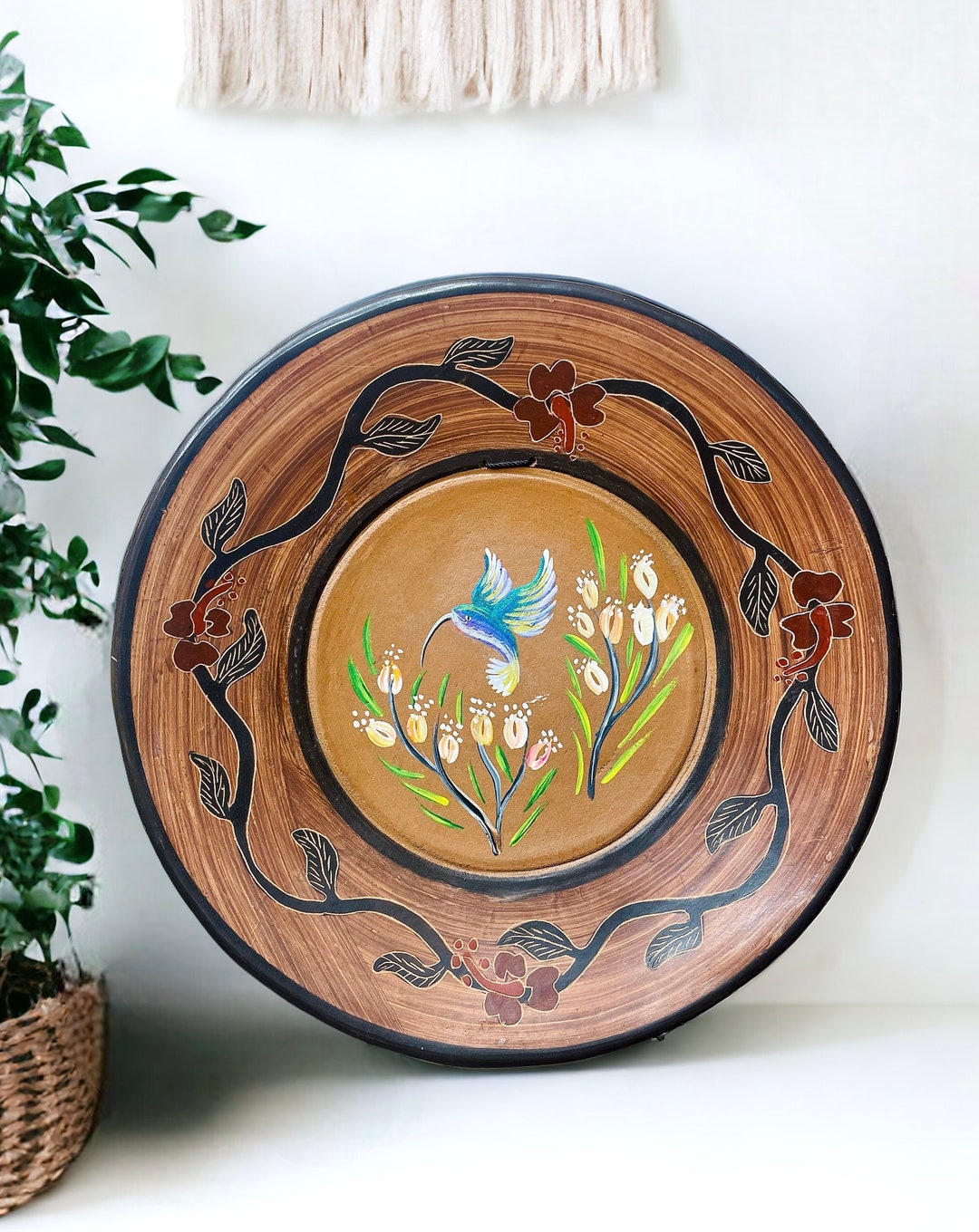 Gorgeous Vintage Handmade Redware Pottery Large Decorative Plate/wall ...