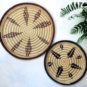 Vintage Bohemian Pair of African Hand Woven Rwanda Sisal Fiber Coil ...