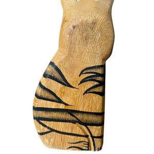 Funky Handmade Carved Wood Cat Figurine, With Handpainted/drawn Bold ...