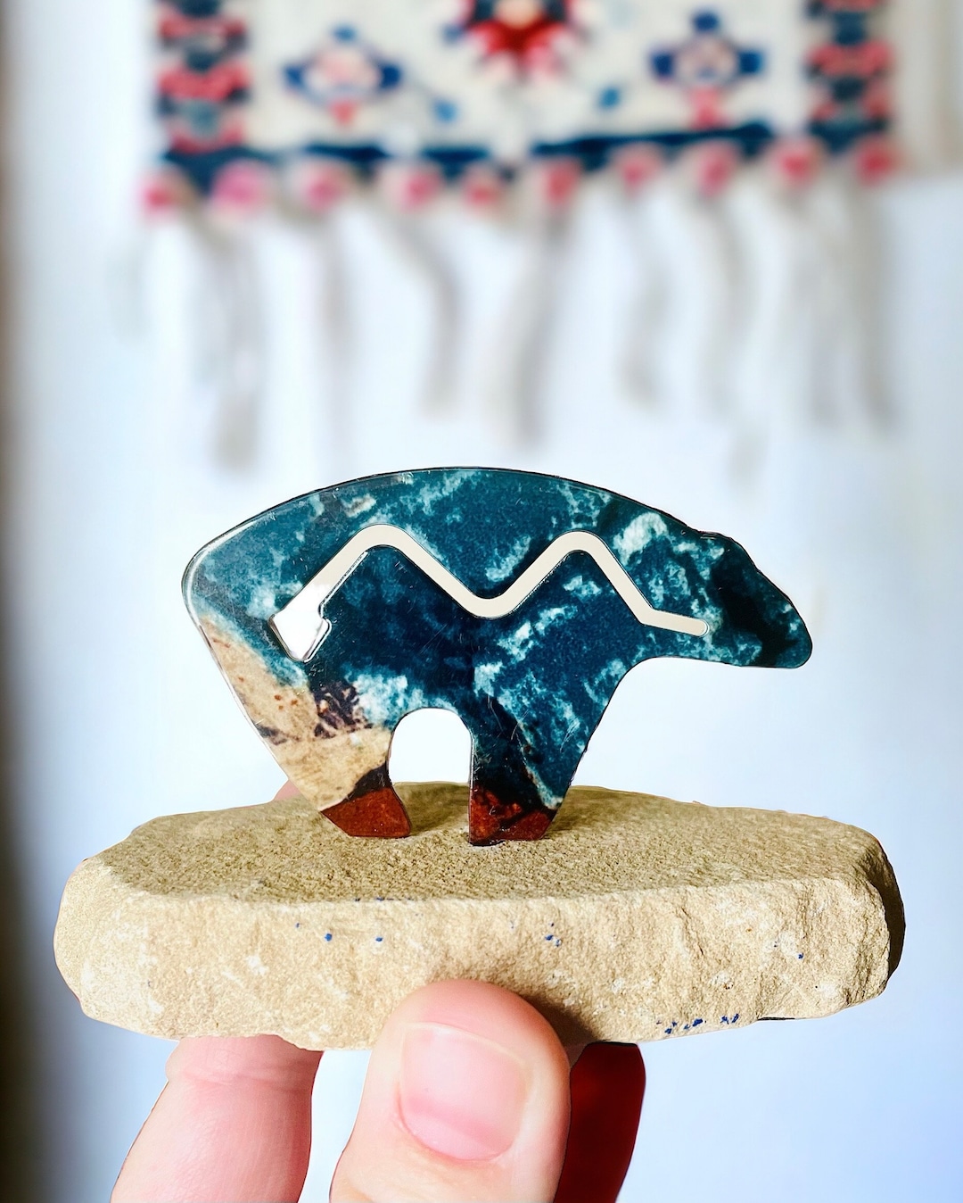 Vintage Native American Mini Metal Zuni Fetish Bear Figurine on ...