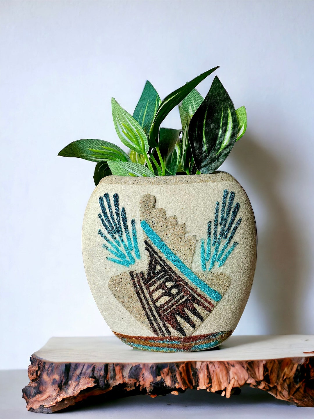 Vintage Handmade Native American/navajo Sand Art Painted Vase, Small ...
