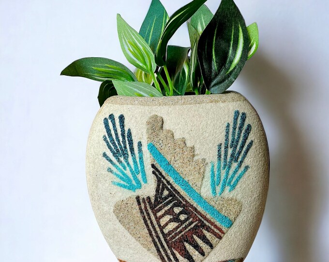 Vintage Handmade Native American/navajo Sand Art Painted Vase, Small ...