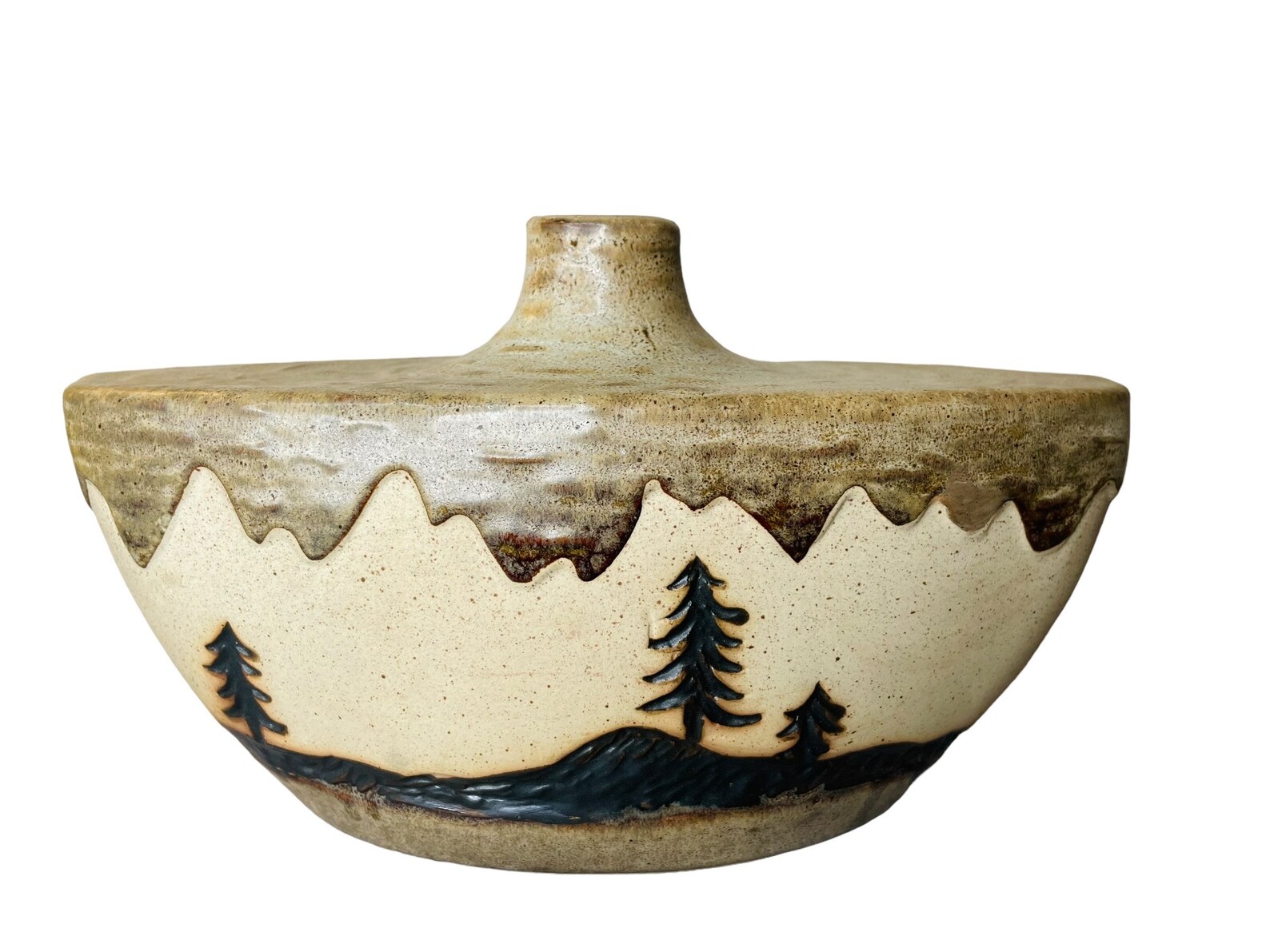 Vintage Handmade Rustic Pottery Vase With Unique Shape With Handpainted ...
