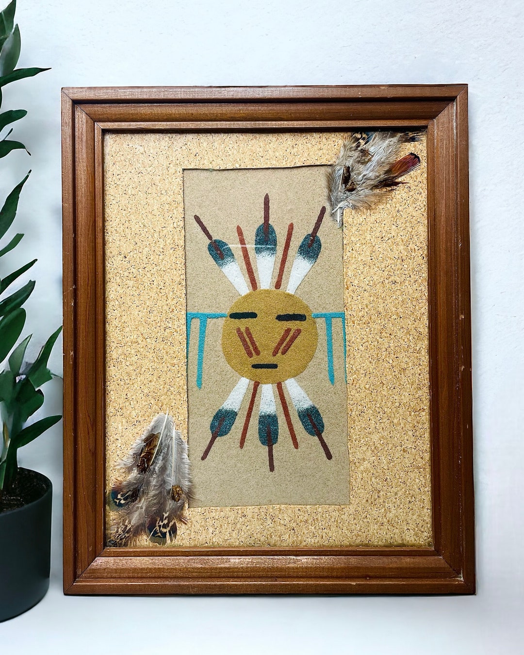 Vintage Handmade Genuine Native American Sand Art Painting, With Tribal ...
