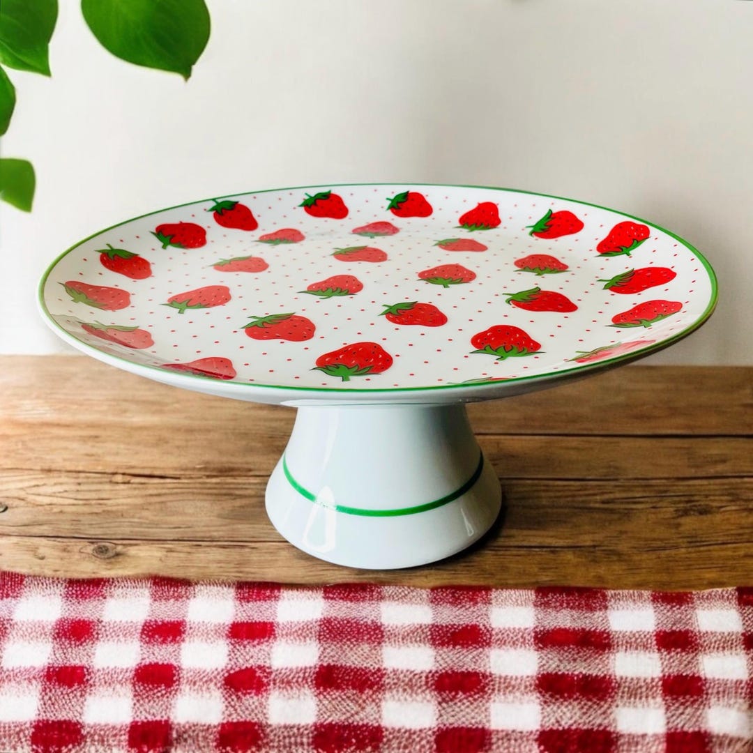 Vintage Large Porcelain Strawberry Cake Stand/cake Display W/cute ...