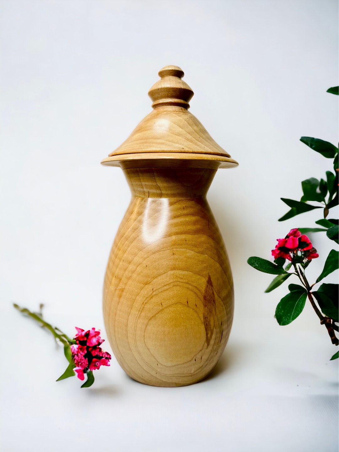 Gorgeous Vintage Hand Turned Natural Tiger Maple Wooden Jar With Lid ...