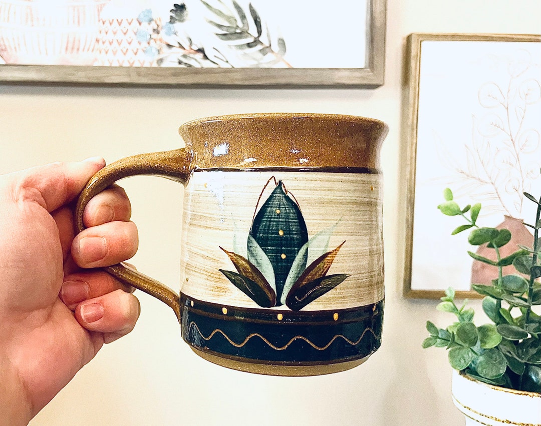 Gorgeous Vintage Boho Handmade Pottery Mug With Handpainted Lotus ...