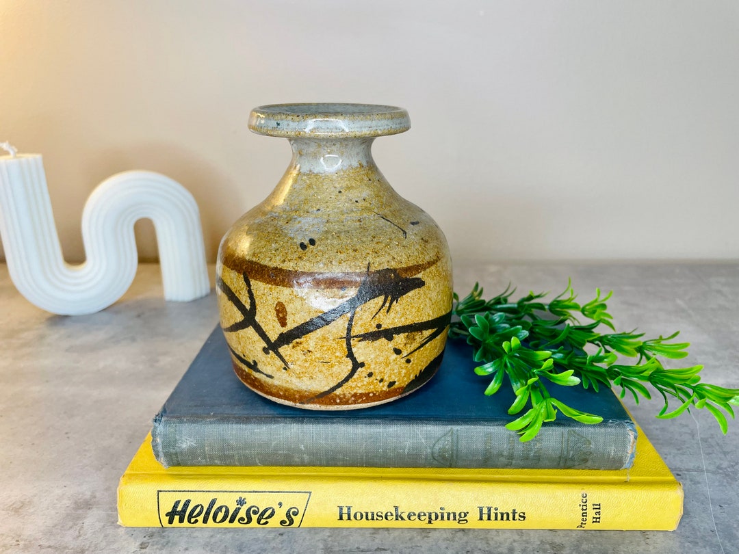 Handmade Vintage 1970’s Studio Pottery Vase With Abstract Design ...