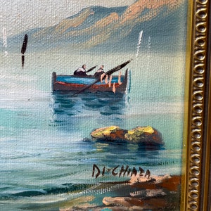 Immaculate Vintage Original Oil Painting of an Ocean Seascape W/boats ...