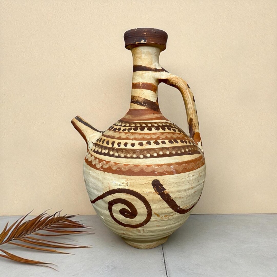 Vintage Handmade Lebanese Pottery Rachaya Al Fukhar Clay Water Pitcher ...