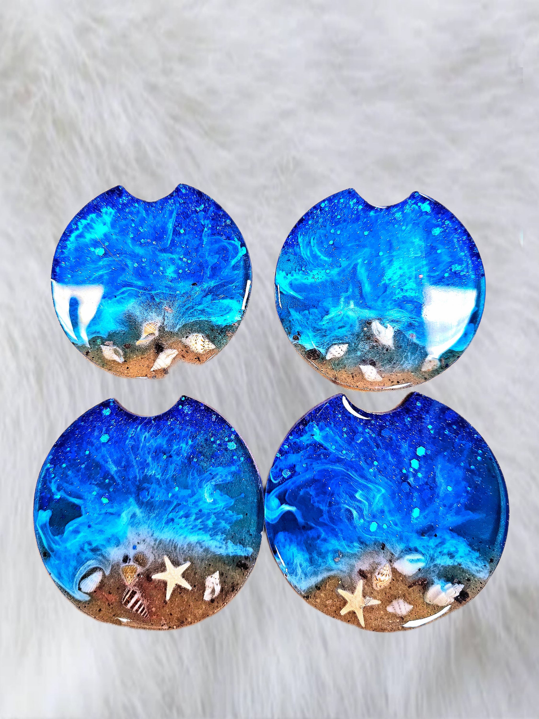 Beach Themed Coasters, Beach Car Accessories, Set of 2 Ocean Car ...