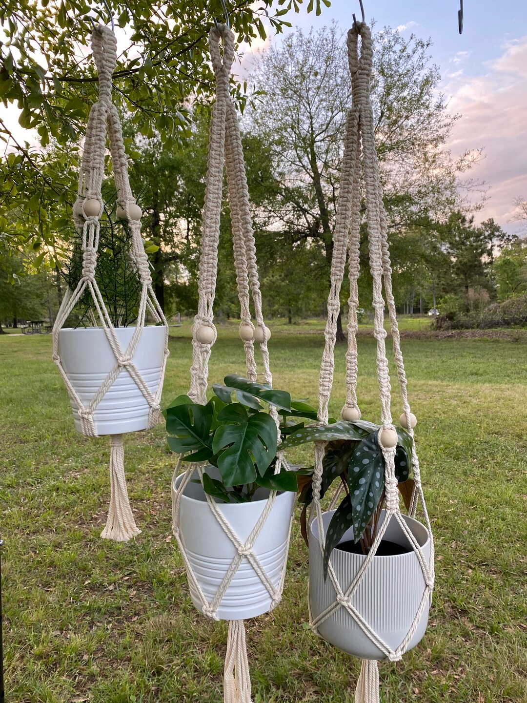 Macrame Plant Hanger: Boho Home Decor With Wooden Beads - Etsy