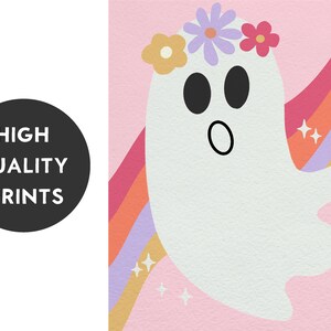 Groovy Ghost Printable, Retro Halloween Decor, Halloween Wall Art ...