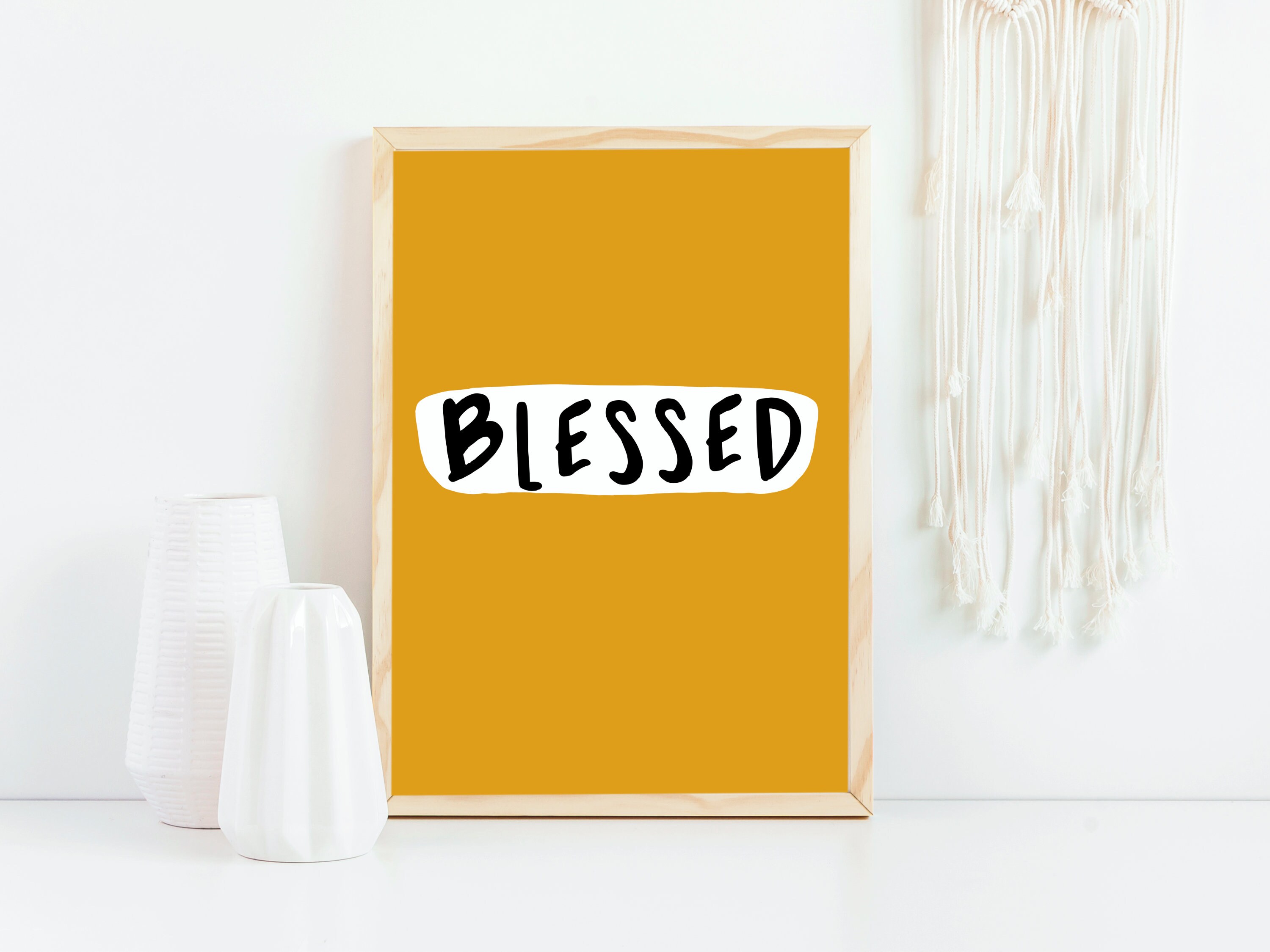 Golden Yellow Blessed Printable Wall Art Blessings Print - Etsy