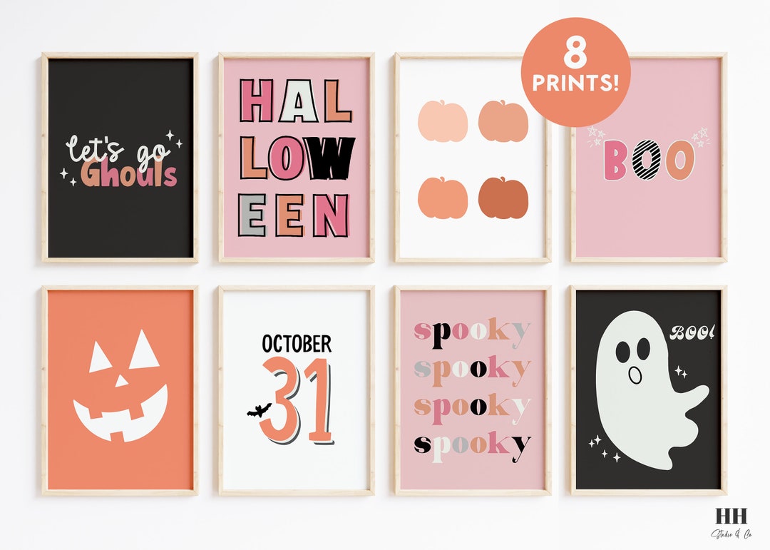 Pastel Halloween Printables Pink Halloween Decor Spooky - Etsy