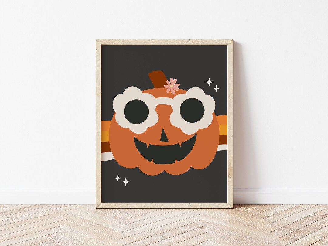 Retro Pumpkin Printable, Cute Halloween Decor, Jack O Lantern Print ...
