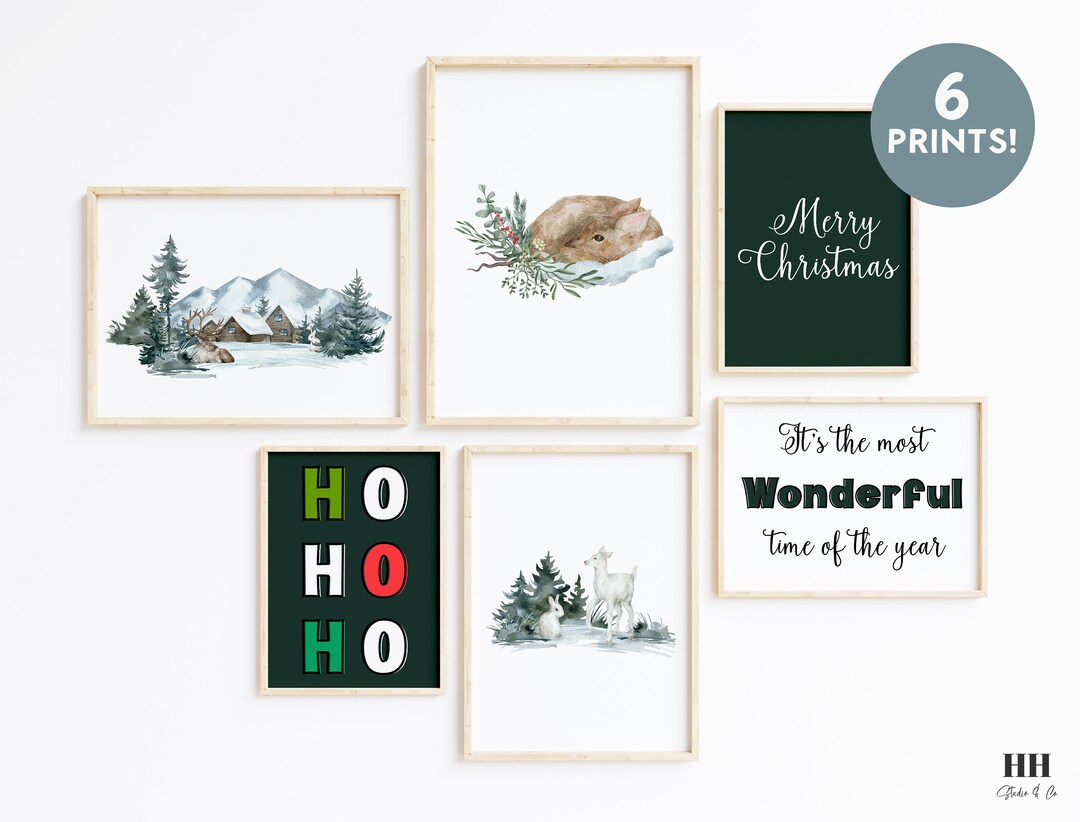 Christmas Winter Wonderland Printable Bundle, Set of 6 Holiday Wall Art ...