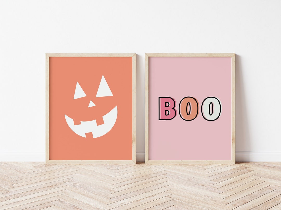 Pastel Cute Boo Printable Art, Jack O Lantern Print, Pink Halloween ...