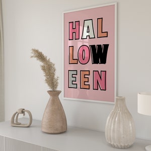 Pastel Halloween Printables, Pink Halloween Decor, Spooky Decor, Modern ...