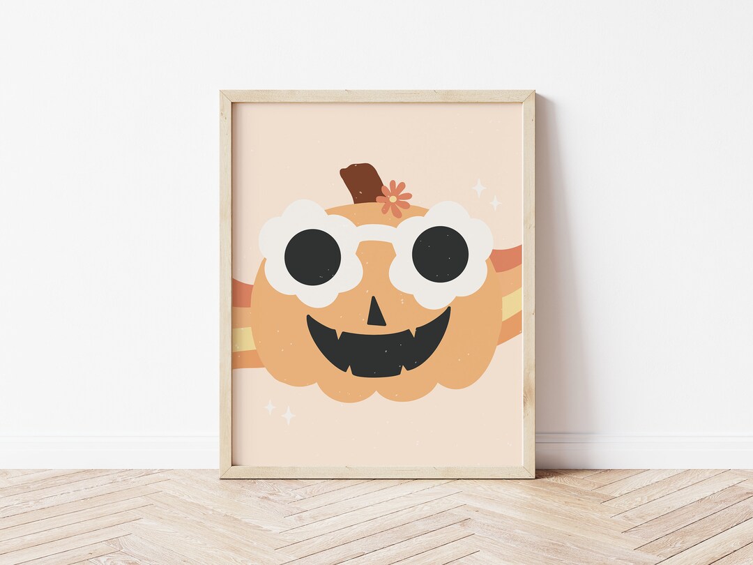 Groovy Halloween Printable, Retro Pumpkin Wall Art, Jack O Lantern ...