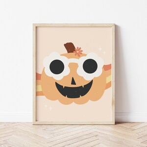 Groovy Halloween Printable, Retro Pumpkin Wall Art, Jack O Lantern ...
