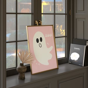 Pink Ghost Printable, Pink Halloween Decor, Halloween Wall Art, Retro ...